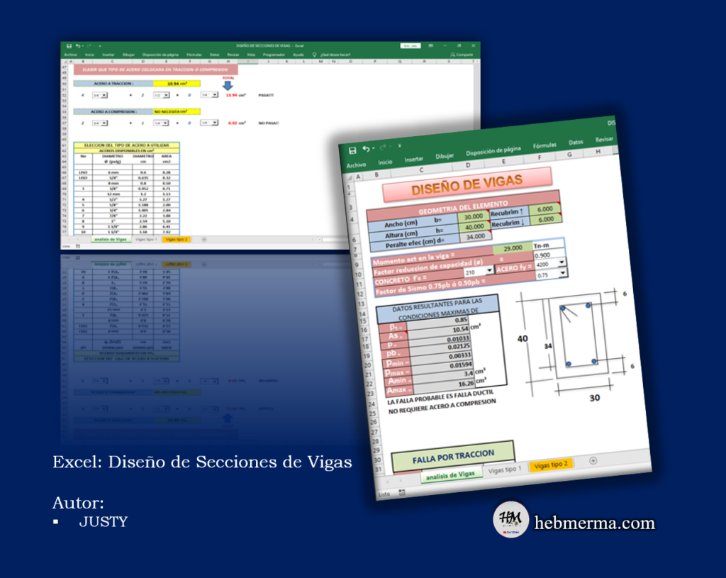Diseño de Secciones de Vigas – Excel – Heb MERMA