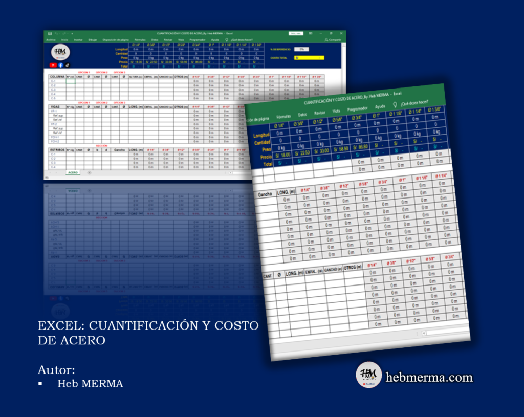 EXCEL PARA CUANTIFICACIÓN Y COSTO DE ACERO – Heb MERMA